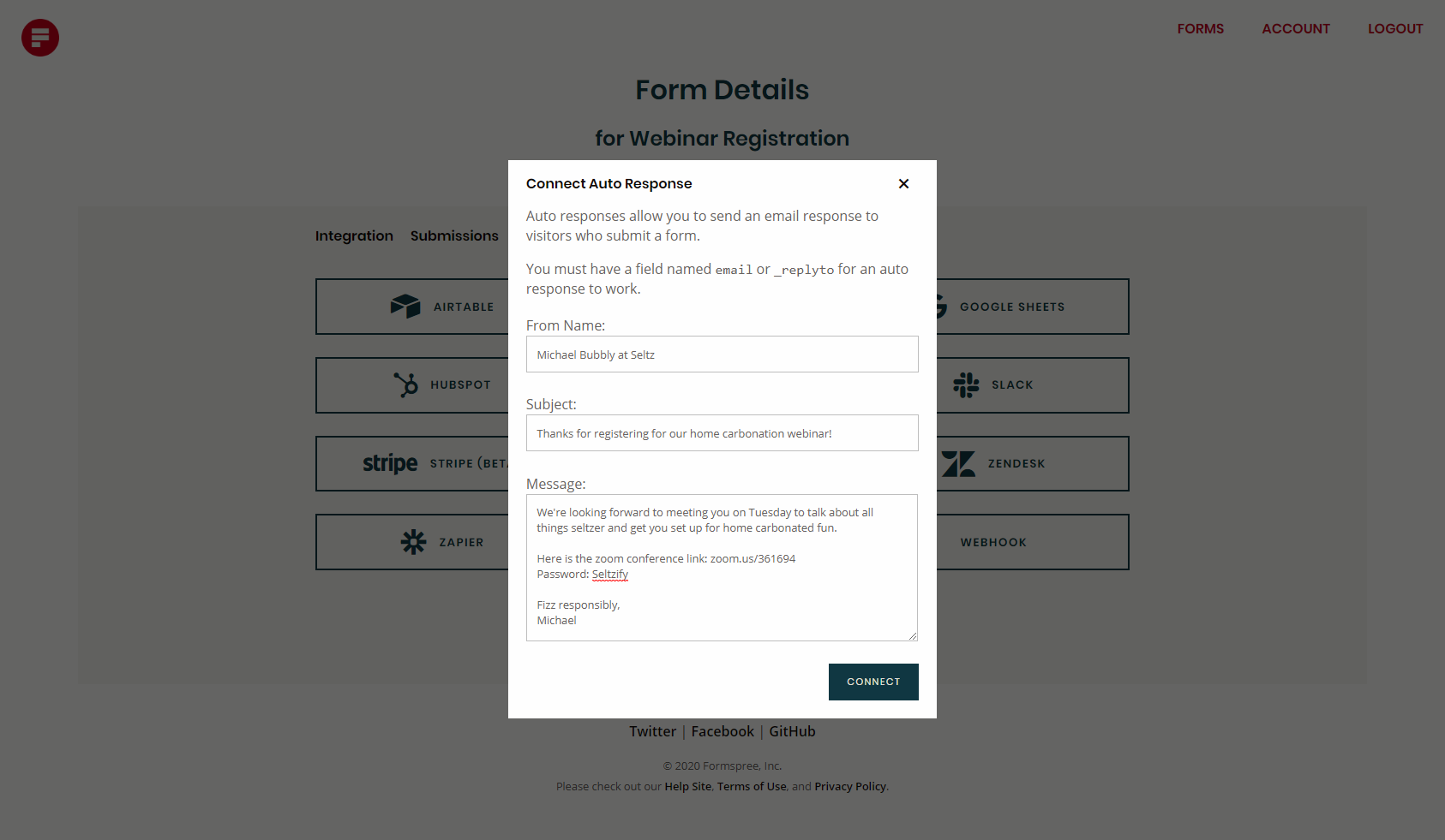 Create a Registration Form with an Auto Response | Formspree